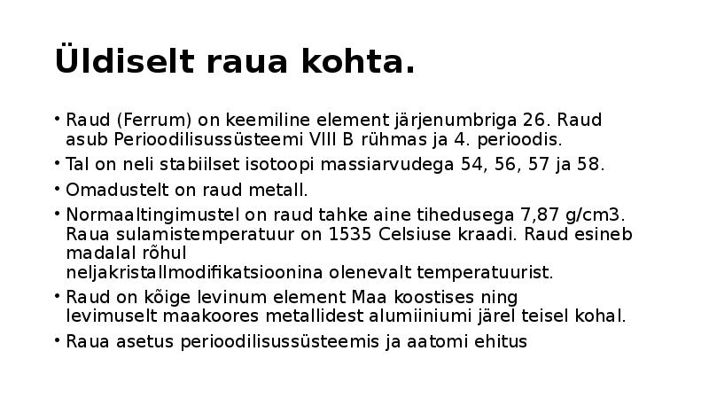 Raud - Konspekt | Keemia - Analüütiline keemia - Tartu Ülikool